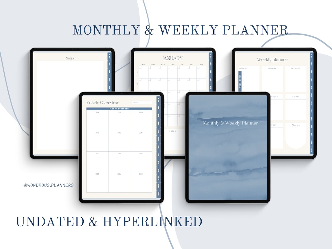 Dusty Blue Digital Planner, Undated, Goodnotes Planner, Notability ...