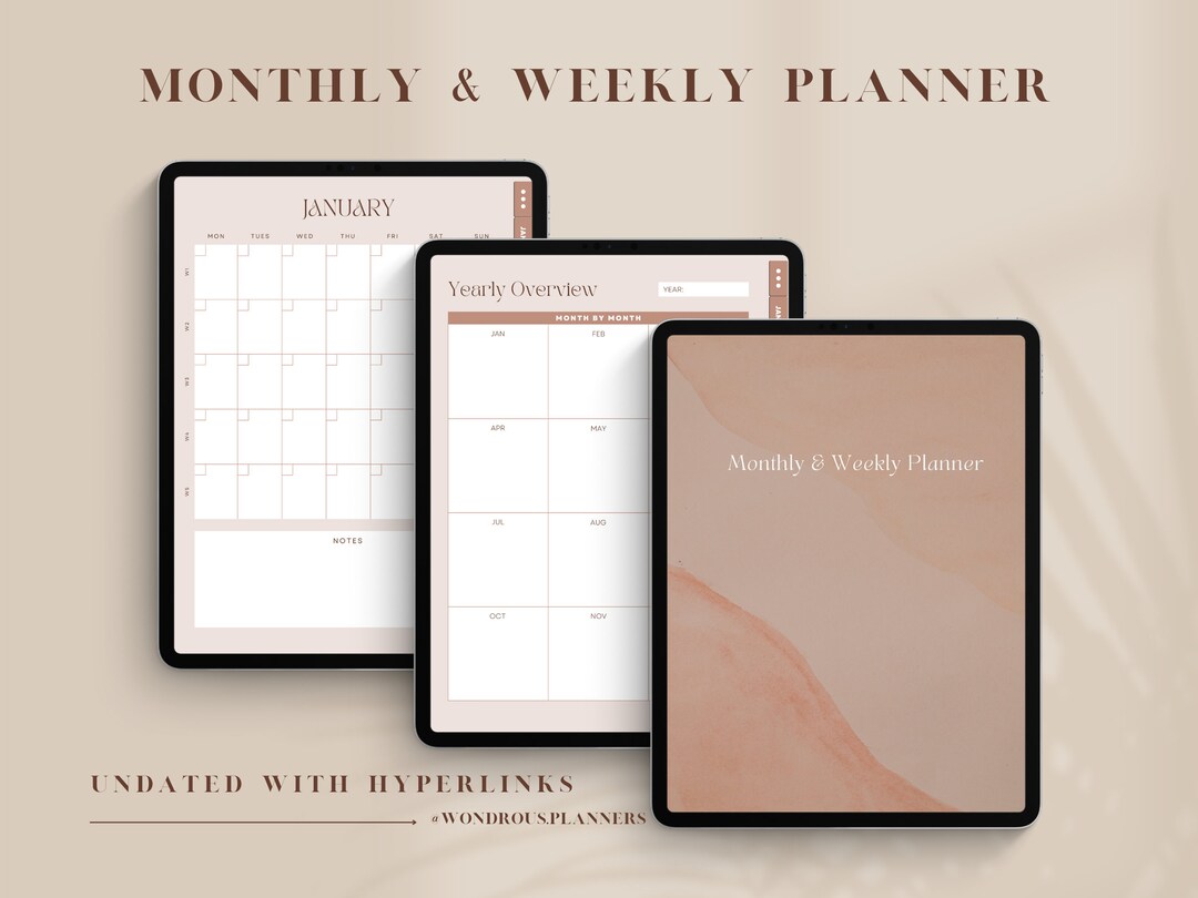 Terracotta Digital Planner, Undated, Goodnotes Planner, Notability ...