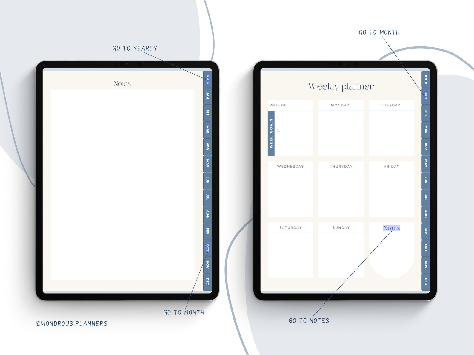 Dusty Blue Digital Planner Undated Goodnotes Planner - Etsy