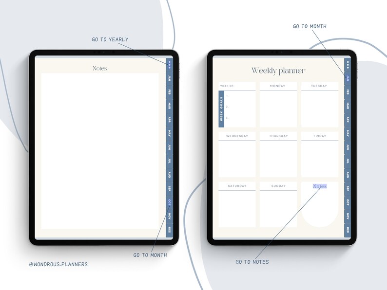 Dusty Blue Digital Planner Undated Goodnotes Planner - Etsy