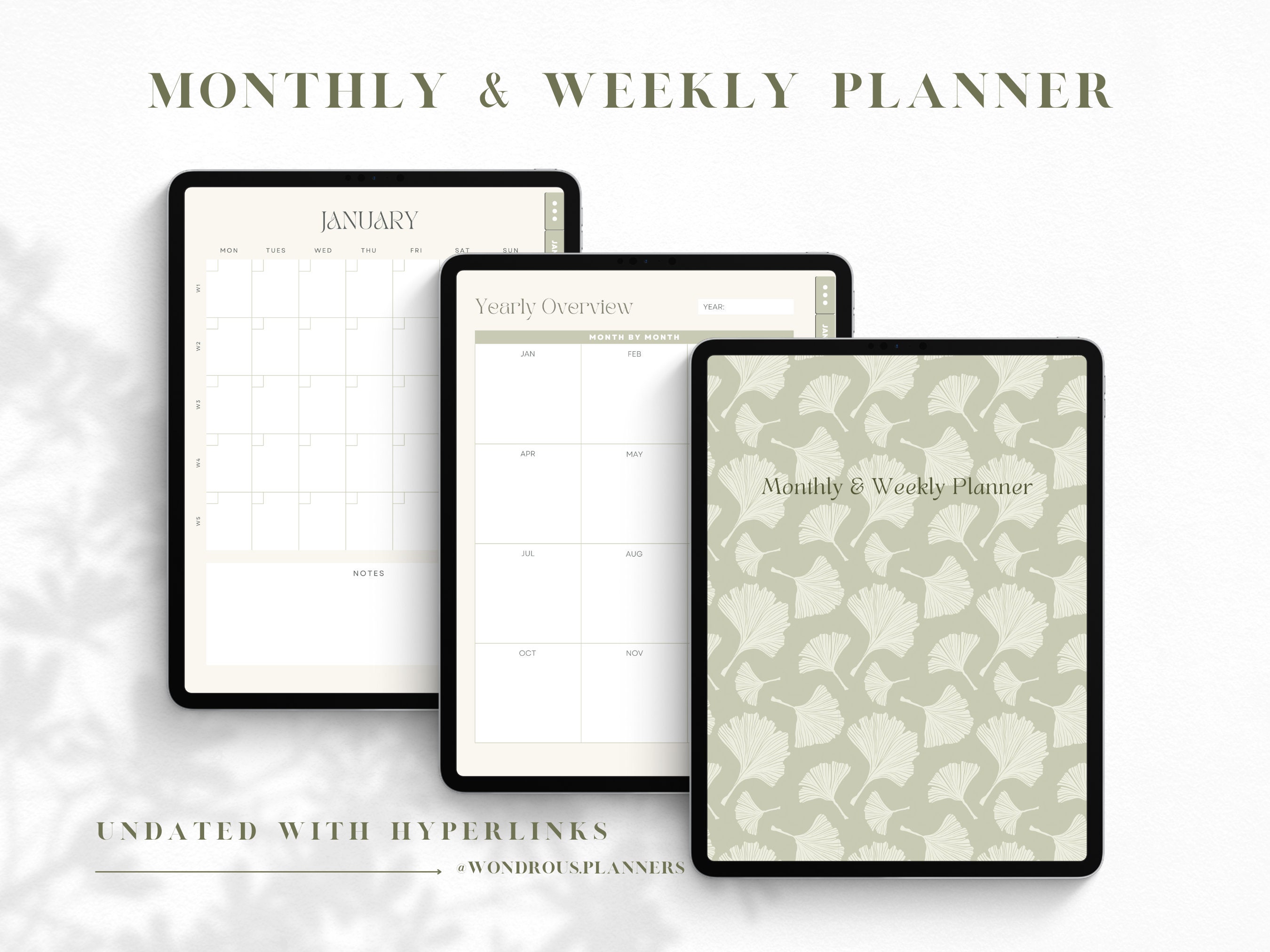 Olive Green Digital Planner, Undated, Goodnotes Planner, Notability ...