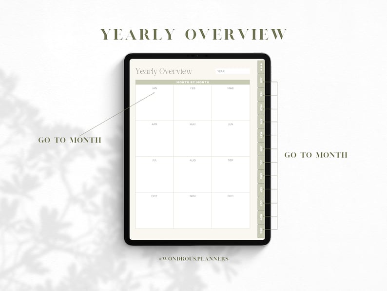 Olive Green Digital Planner, Undated, Goodnotes Planner, Notability ...