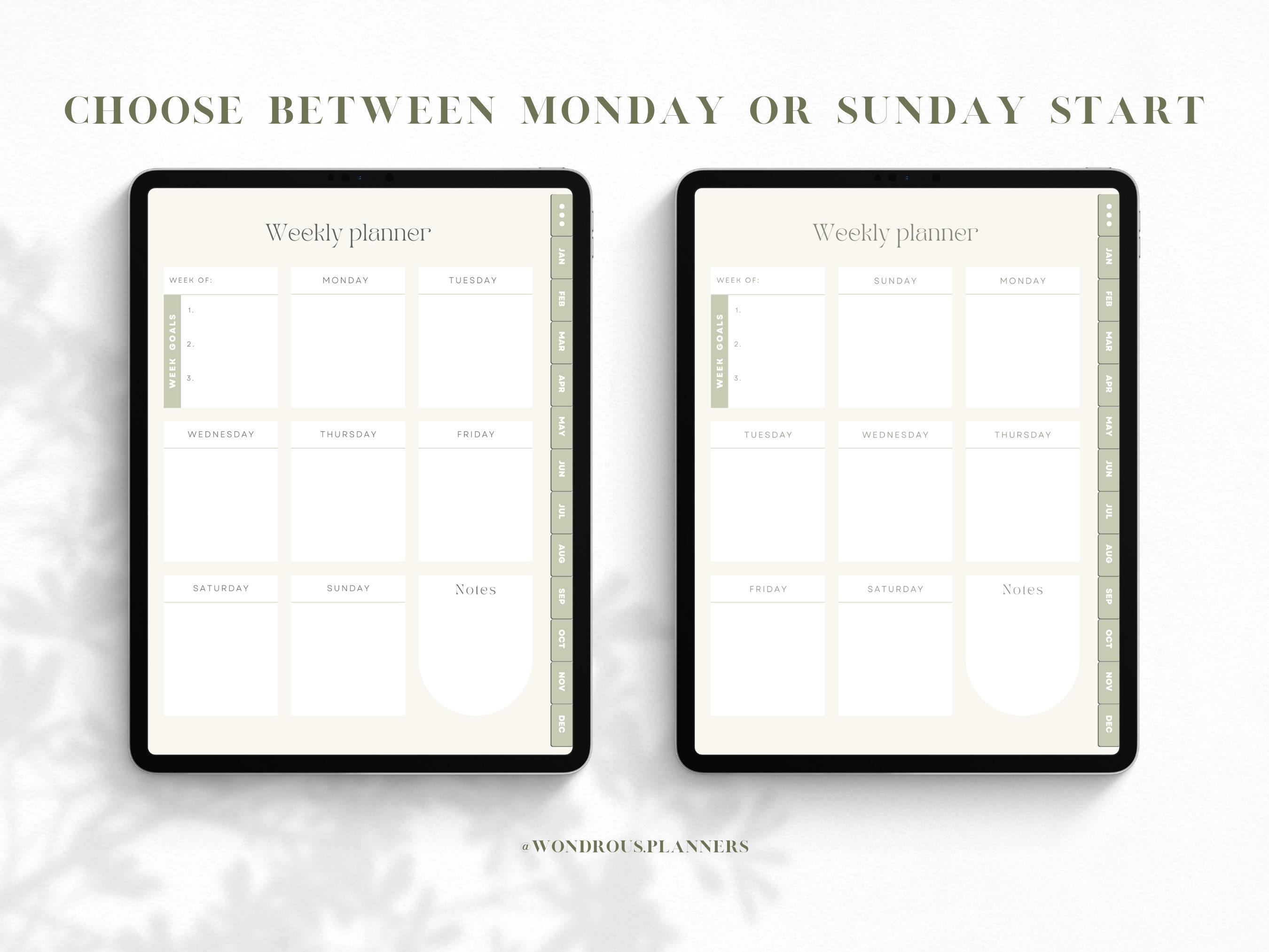 Olive Green Digital Planner, Undated, Goodnotes Planner, Notability ...