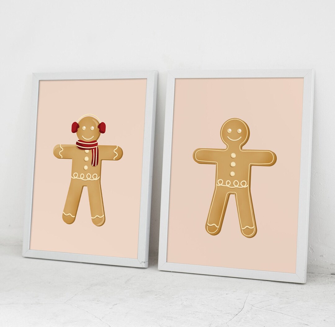 SET OF 3 POSTERS Gingerbread Man, Wall Art, Holiday Decor, Christmas ...