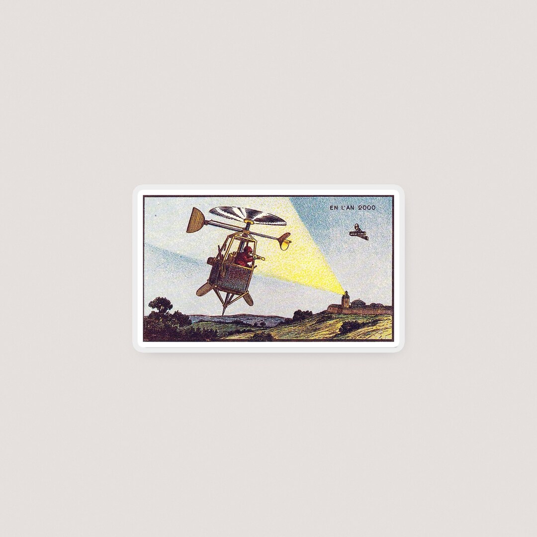 Helicopter Sentinel Sticker Retro Futurism Handmade, Weather-resistant ...