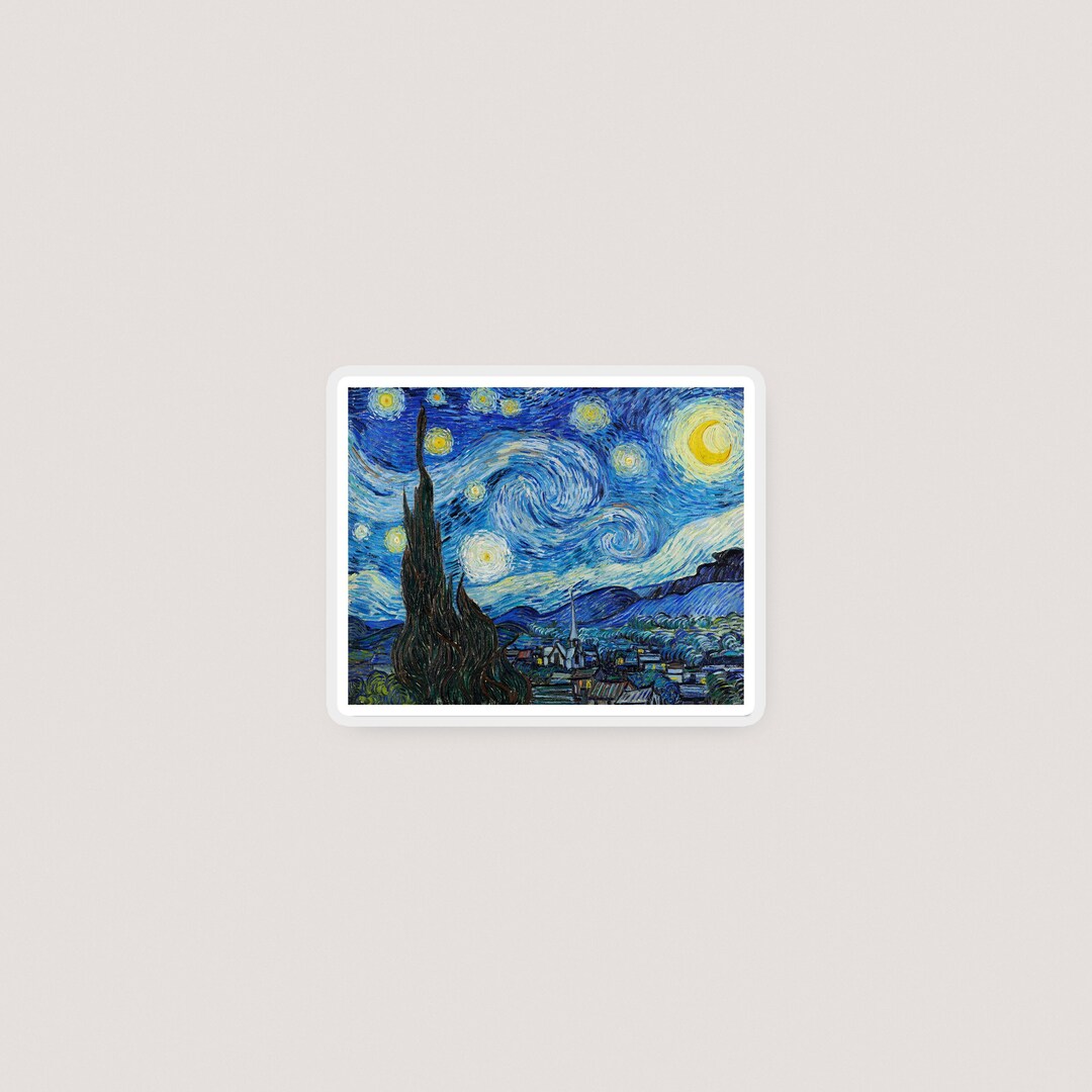 Van Gogh Starry Night Sticker Art History Handmade, Weather-resistant ...