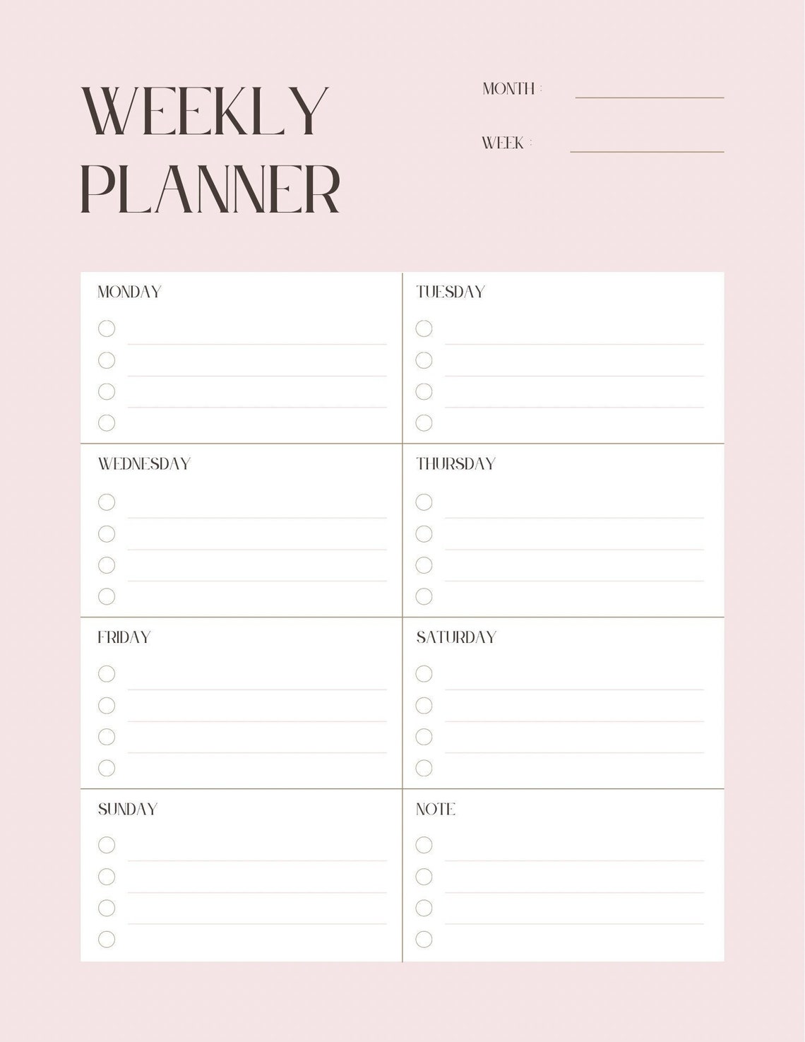 Digital Weekly Planner, Planner, Digital, Printable, Weekly - Etsy
