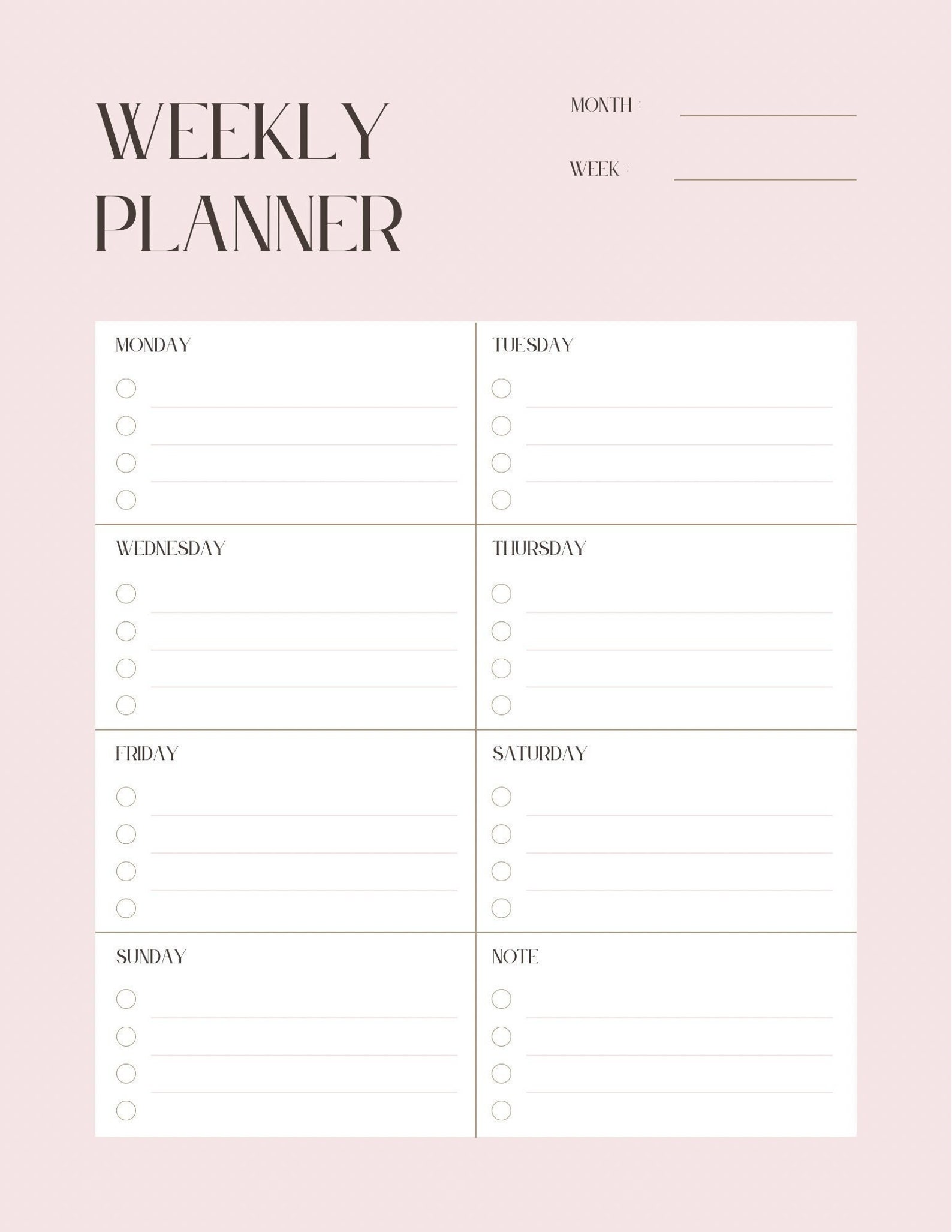 Digital Weekly Planner, Planner, Digital, Printable, Weekly - Etsy