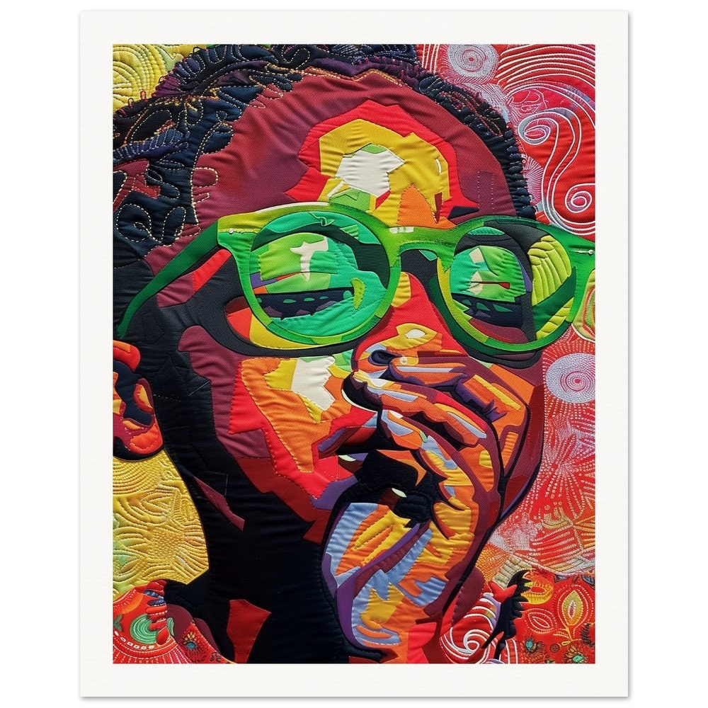 Bisa Butler Inspired Portrait Art Print: Vibrant Dreamer, Museum ...
