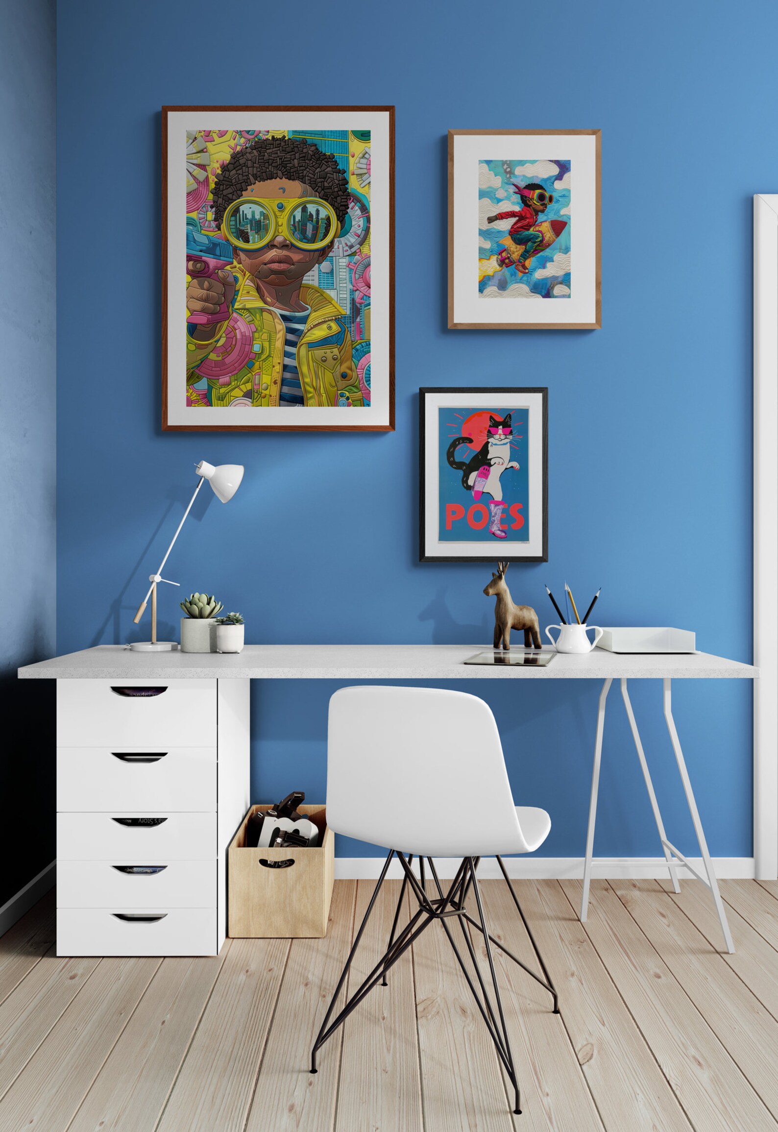 Wall Art Poster Quilt Art Cyberpunk Kid Inspired by Hebru Brantley and ...