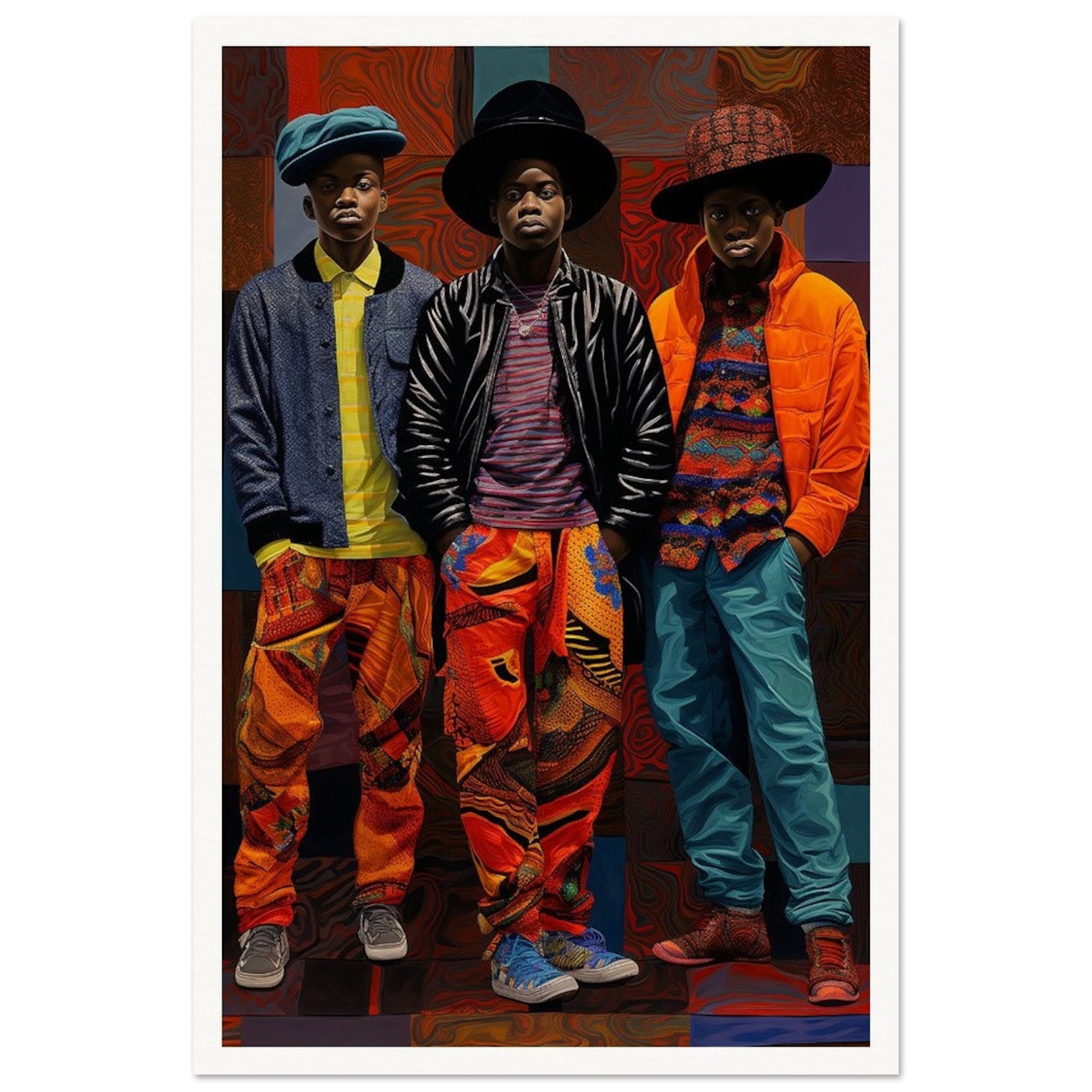 Bisa Butler Inspired Portrait Art Print: African Boys, Museum Quality ...