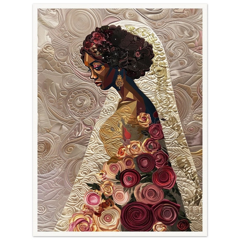 Bisa Butler Inspired Portrait Art Print: Garden of Grace Poster - Etsy