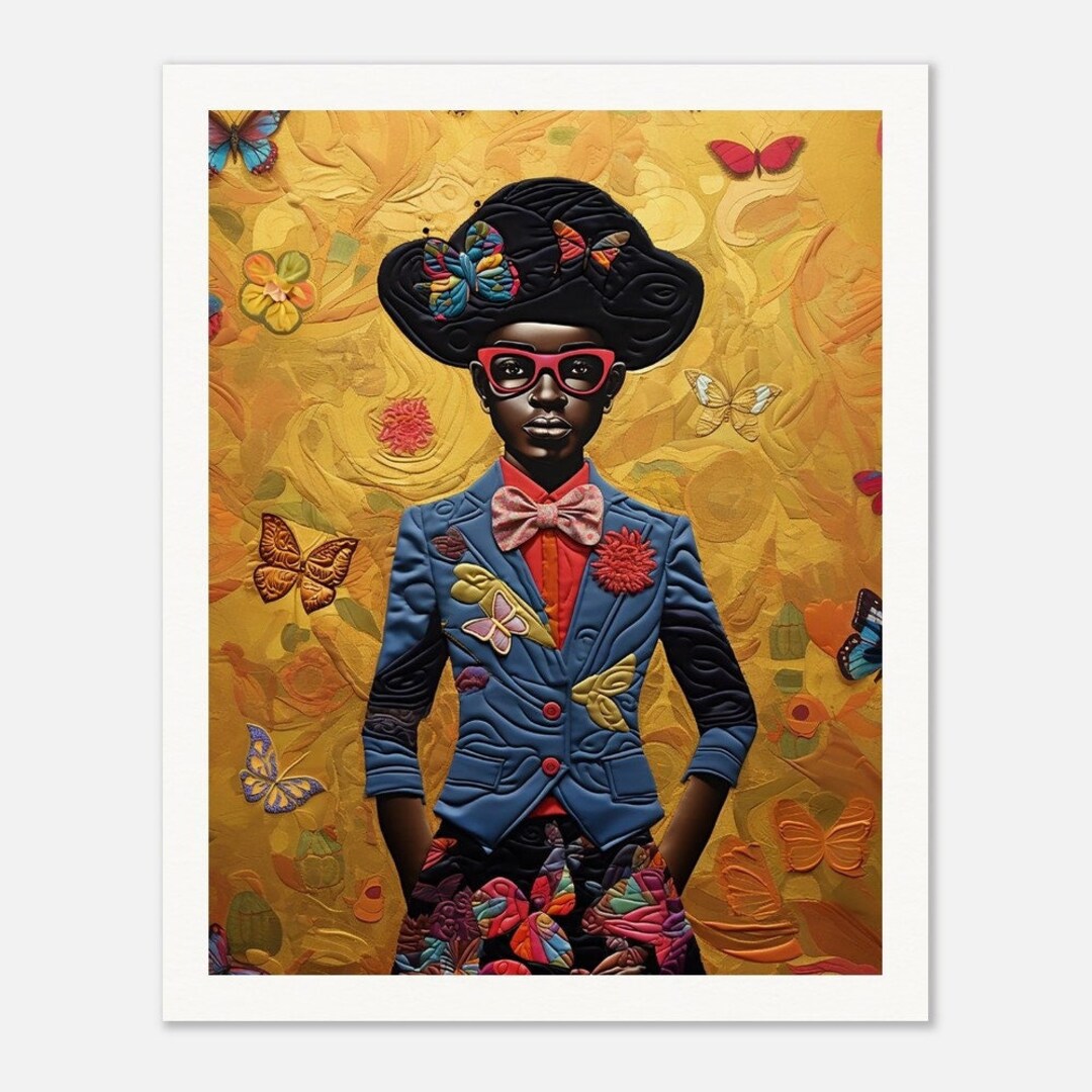 Bisa Butler Inspired Portrait Art Print: African American Boy Poster - Etsy