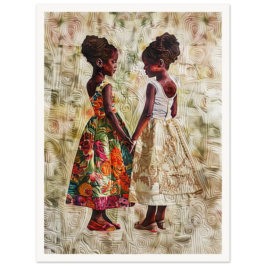 Bisa Butler Inspired Art Print: Sisterly Ties Portrait - Etsy