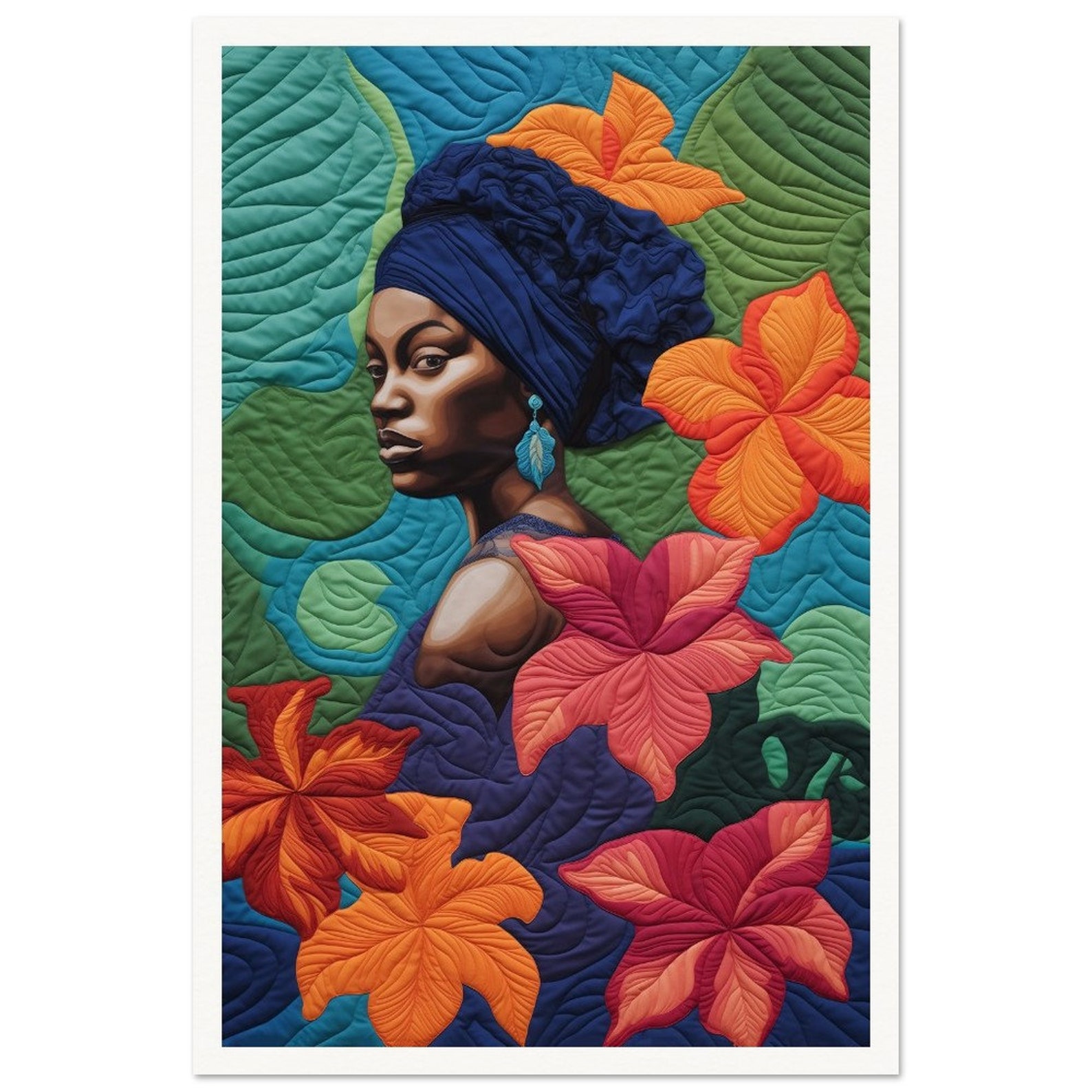 Bisa Butler Inspired Portrait Art Print: Museum Quality Matte Paper - Etsy