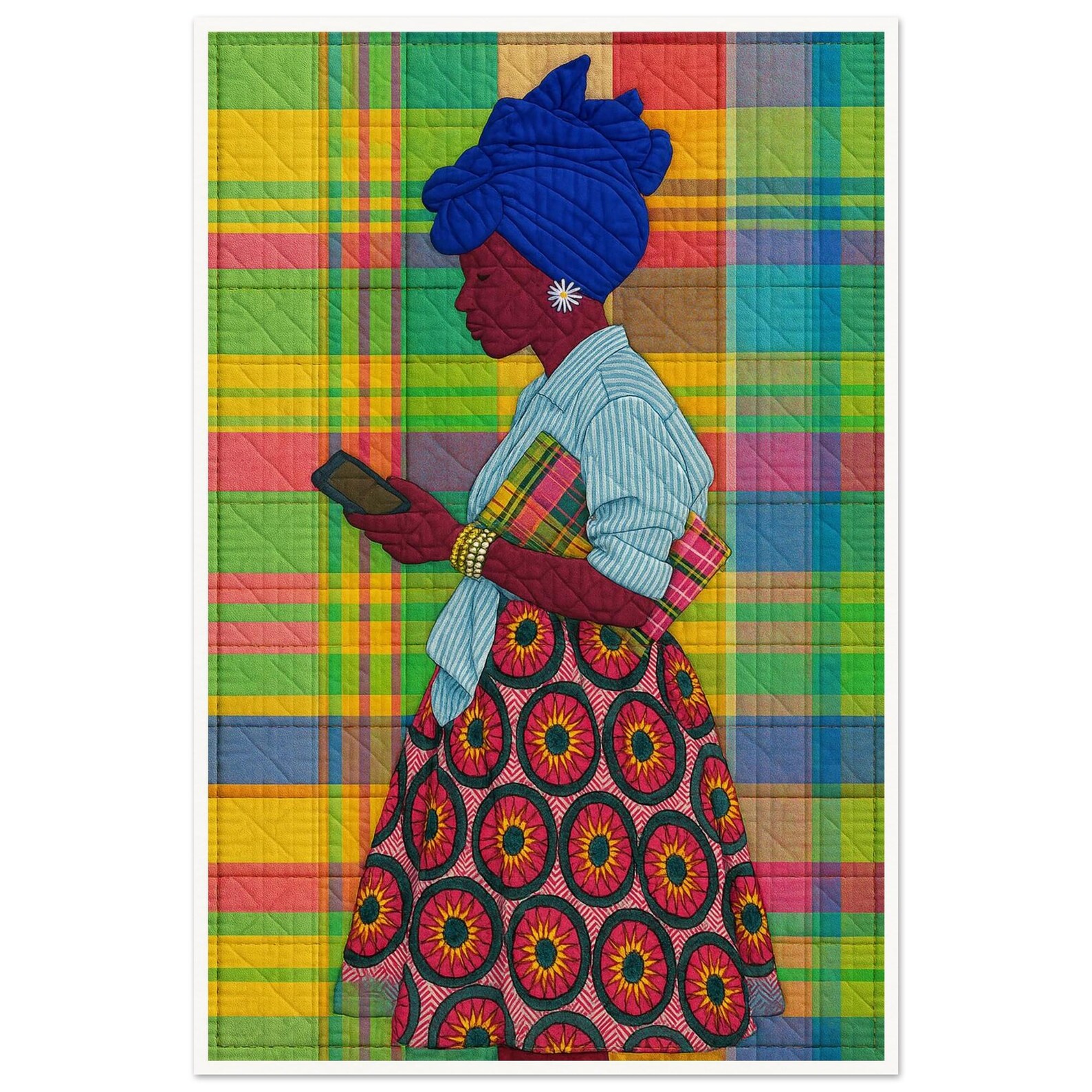 Wall Art • Poster • Black Quilt Art • African • Modern Madras - Etsy