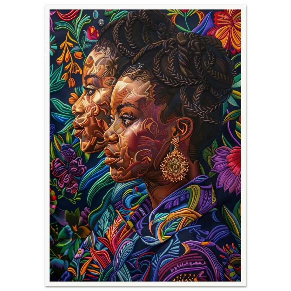 Wall Art Poster Ancestral Blossom Inspired by Bisa Butler and Kehinde ...
