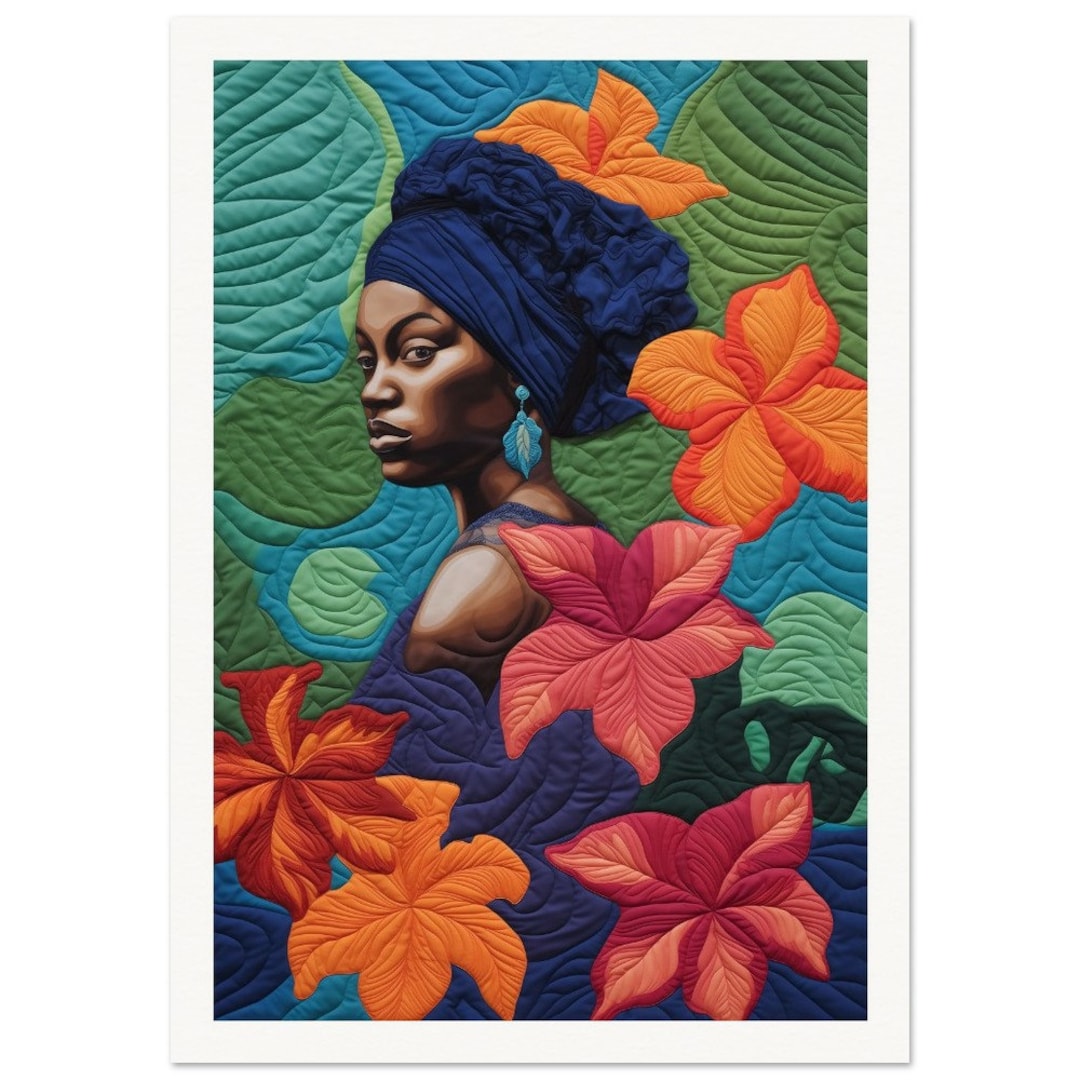 Bisa Butler Inspired Portrait Art Print: Museum Quality Matte Paper - Etsy