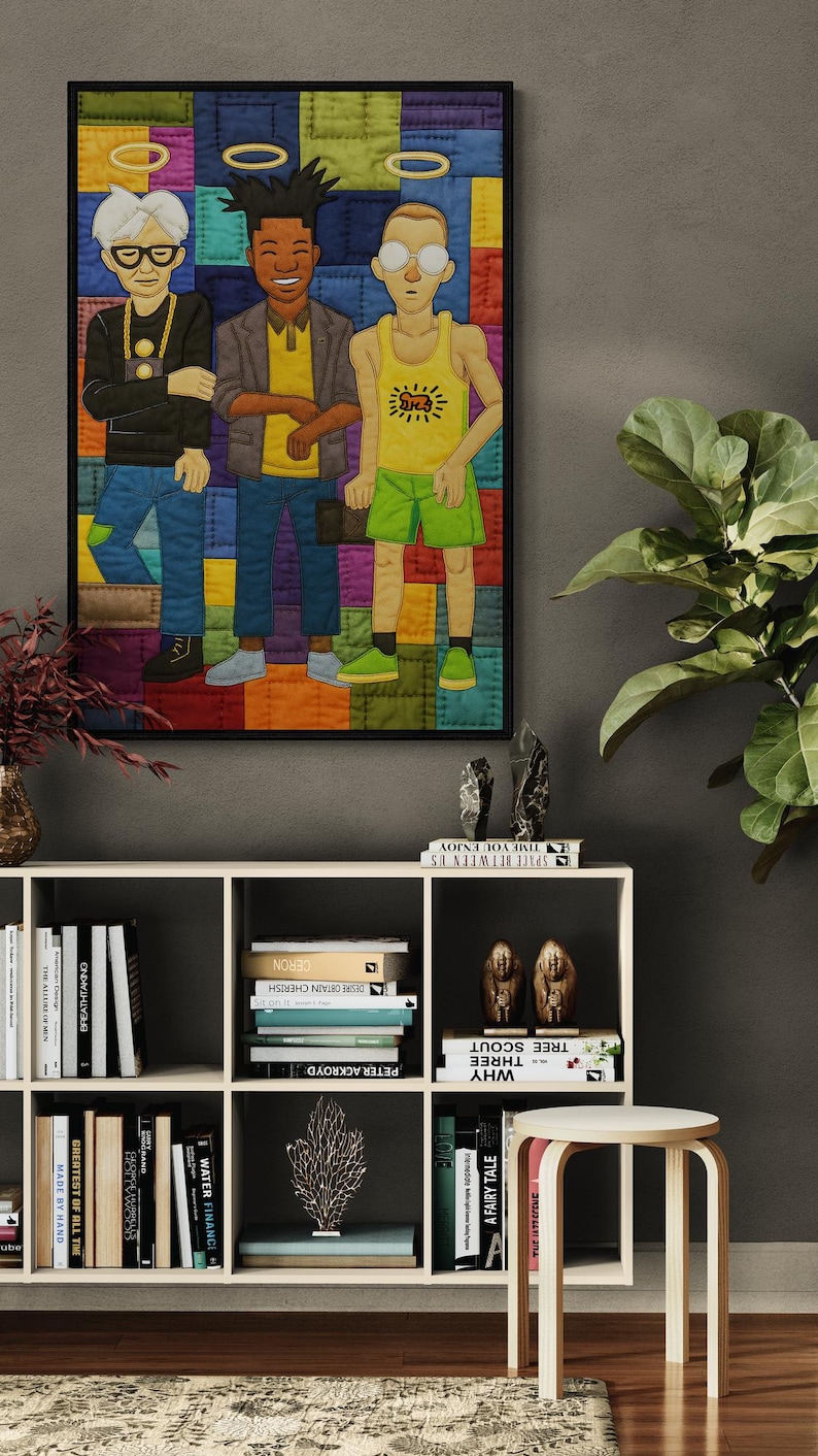 Warhol Basquiat Haring Art Poster: Stitched Quilt Style - Etsy