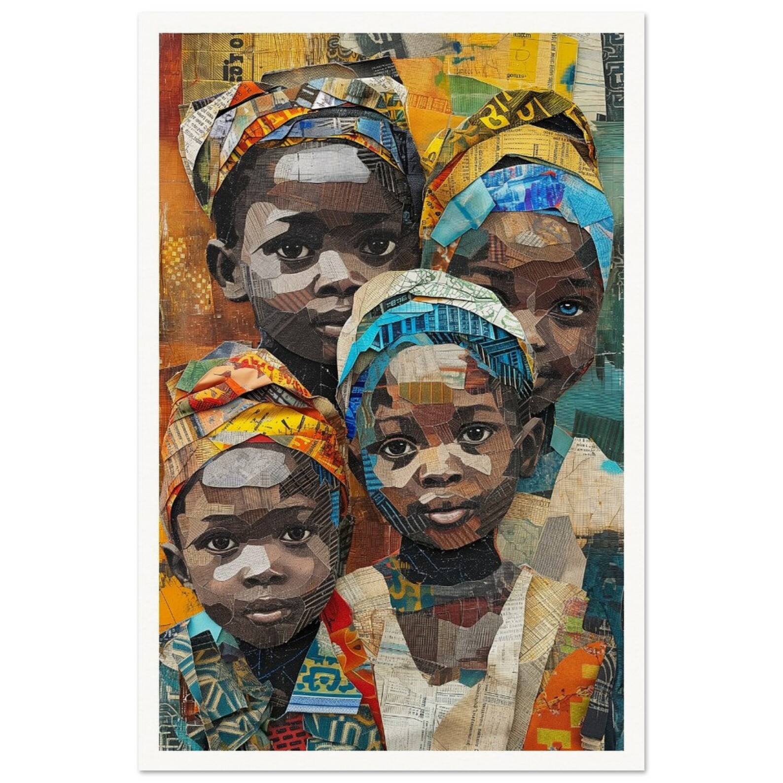 Bisa Butler Inspired Portrait Art Print: African Woman, Museum Quality ...
