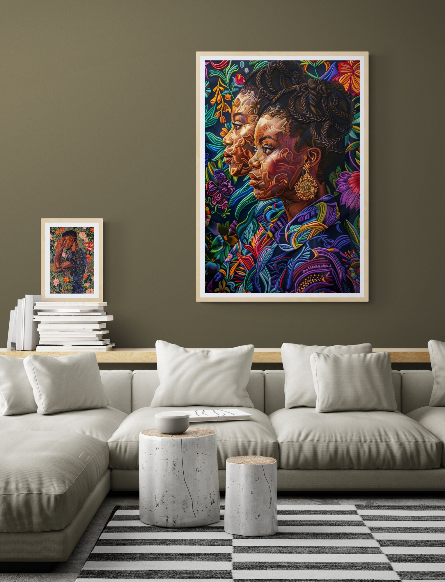 Wall Art Poster Ancestral Blossom Inspired by Bisa Butler and Kehinde ...