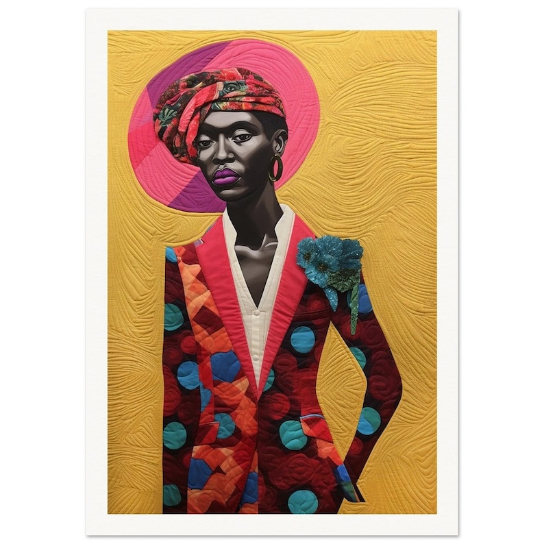Bisa Butler Inspired Portrait Art Print: Museum Quality Matte Paper - Etsy