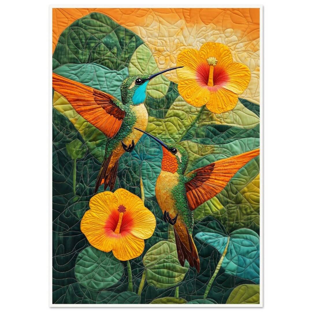 Wall Art • Poster • Quilt Art • Dance of the Hummingbirds Inspired by ...