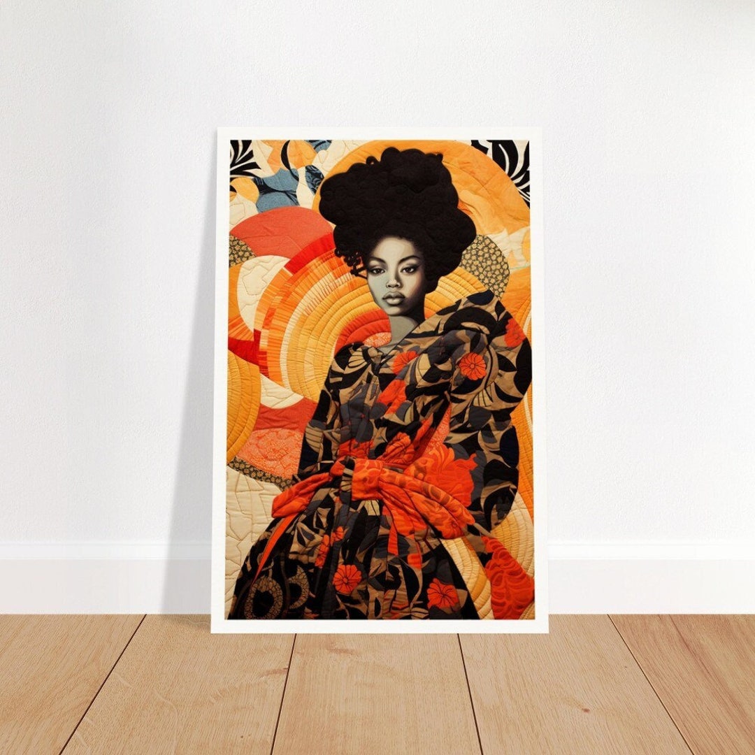 The Quilted Queen Portrait: Bisa Butler Inspired Art Print - Etsy