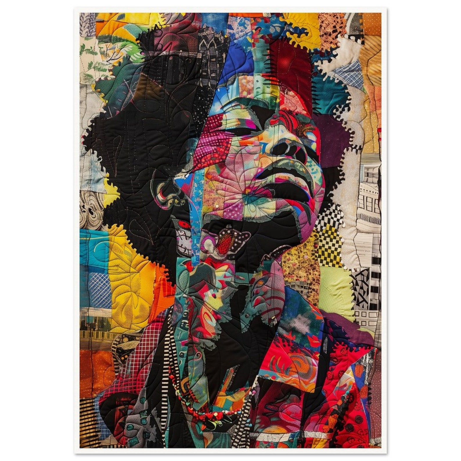 Bisa Butler Inspired Portrait Poster: Woven Soul Art Print - Etsy