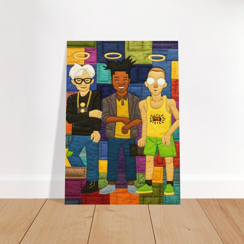 Warhol Basquiat Haring Art Poster: Stitched Quilt Style - Etsy
