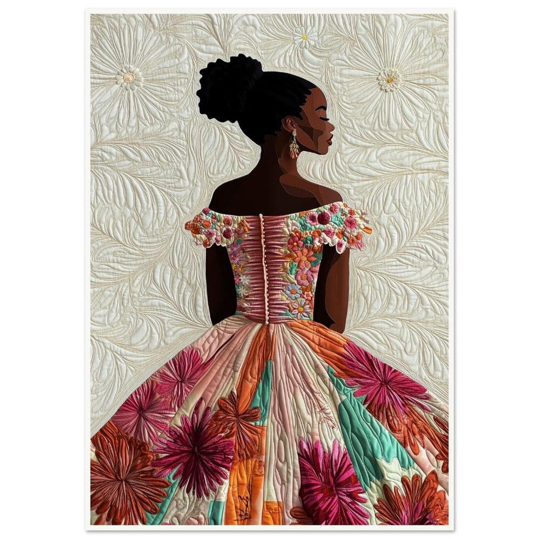 Bisa Butler Inspired Quilt Art Poster: the Gown of Dreams - Etsy