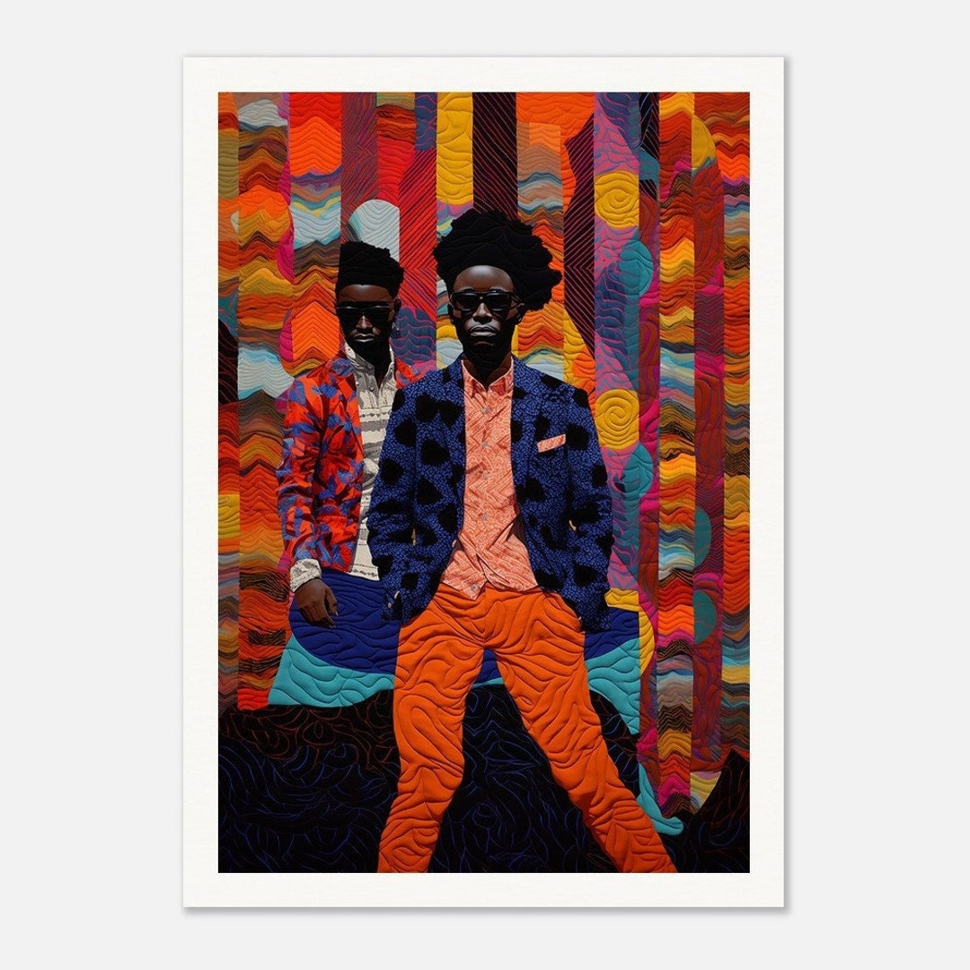 Bisa Butler Inspired Portrait Art Print: African Men, Museum Quality - Etsy