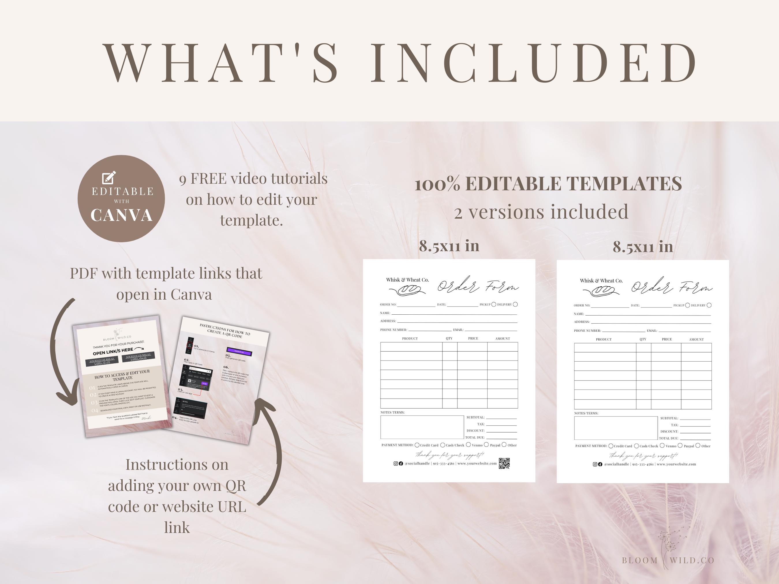 Home Bakery Order Form Template, Bakers Order Form, Sourdough Pre Order ...