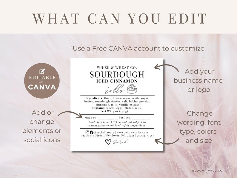 Sourdough Cinnamon Roll Labels, Cottage Law Label Sourdough Cinnamon ...