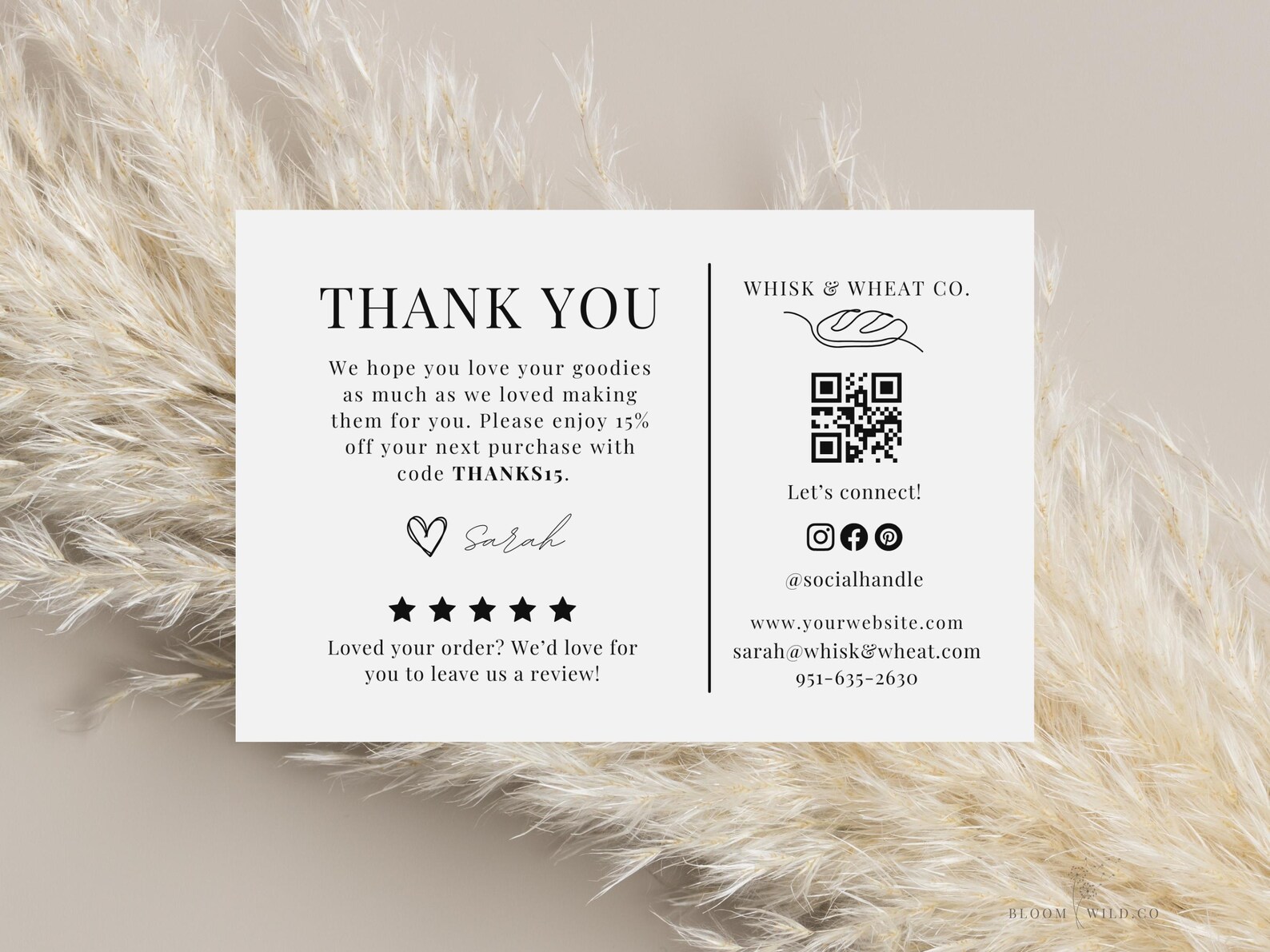 Sourdough Bakery Thank You Card, Micro Bakery Business Thank You Note ...