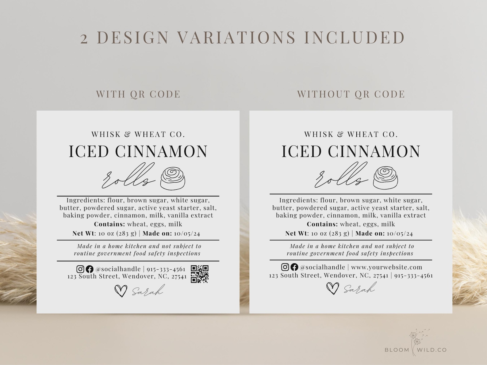 Cinnamon Roll Labels, Cottage Law Label Cinnamon Rolls, Cinnamon Roll ...