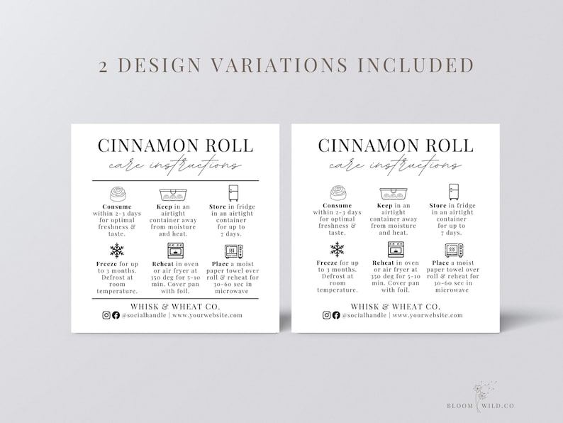 Cinnamon Roll Care Canva Template, Pastry Care Instructions Label, Home ...