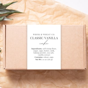 Mini Cake Label Template, Labels for Mini Loaf Cake, Cake Ingredients ...