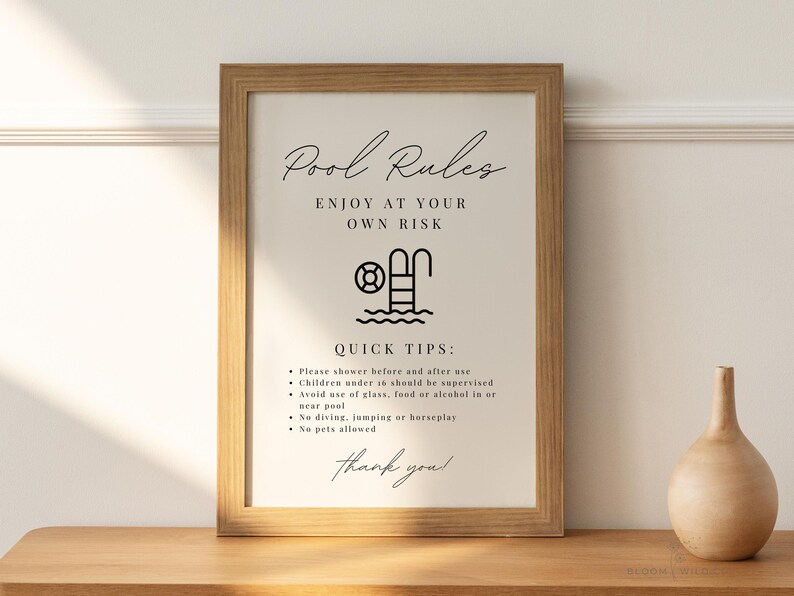 Airbnb Pool Rules Sign, Editable Airbnb Pool Rules Template Canva, Air ...