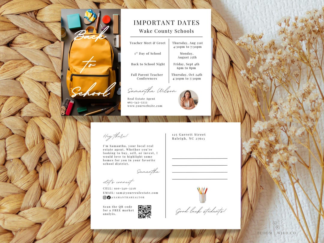 Back to School Realtor Post Card, Agent Marketing Mailer Canva Template ...