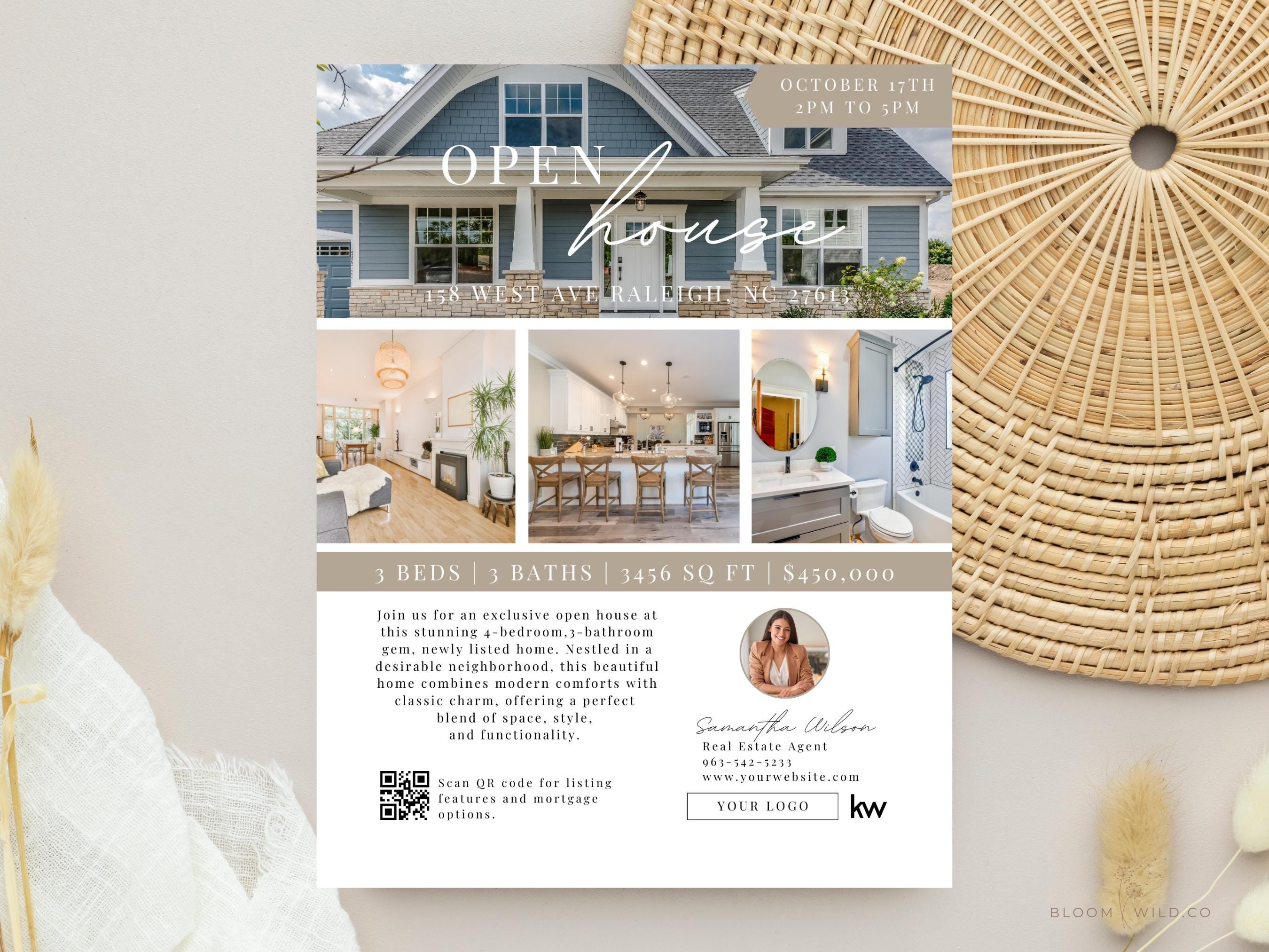 Neighborhood Realtor Flyer, Open House Flyer With Qr Code, Brokers Open ...