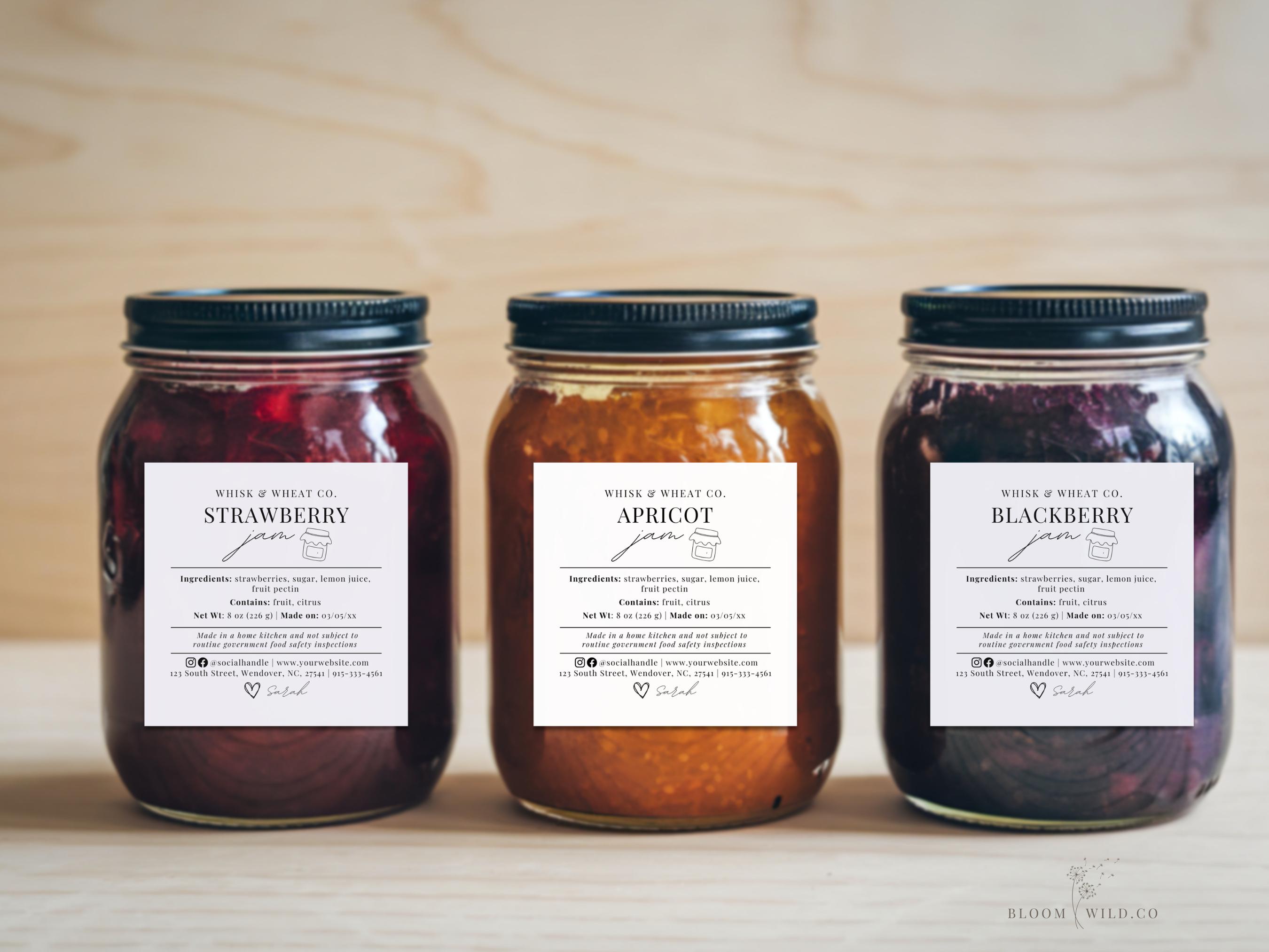 Homemade Jam Label Digital Download, Canva Template Editable Cottage ...