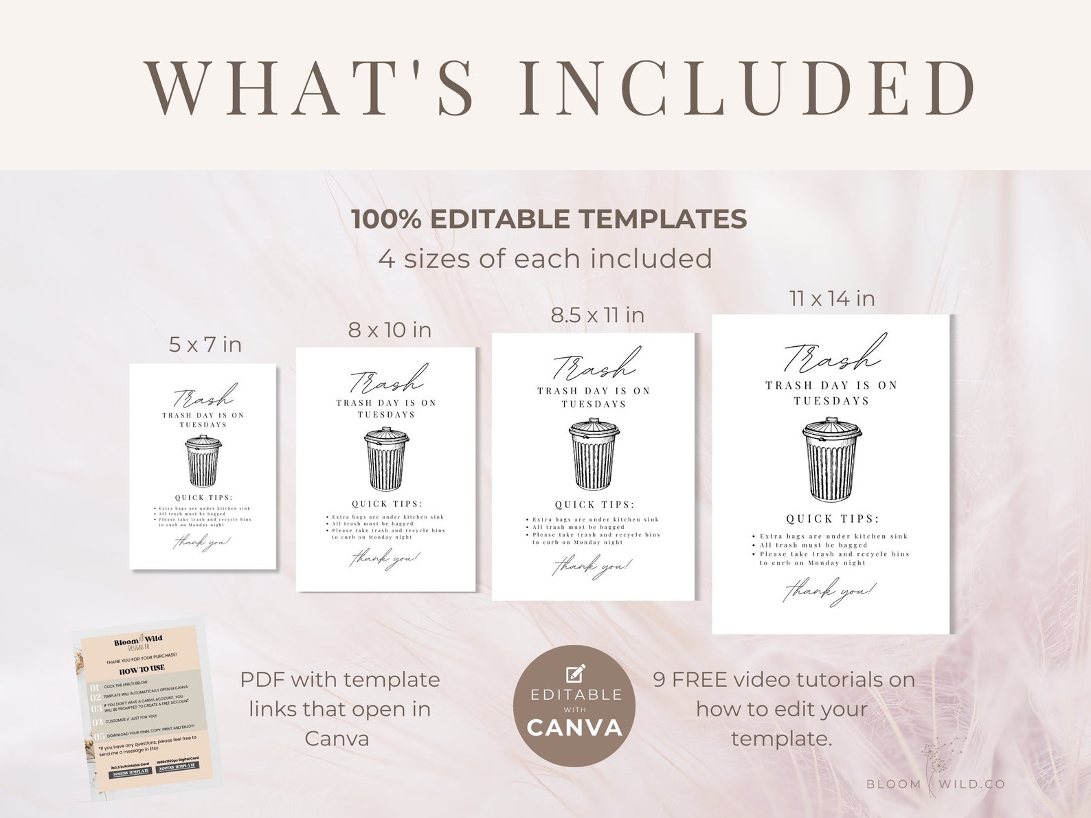 Airbnb Trash Sign, Garbage Day Poster, House Rules Canva Flyer, Airbnb ...