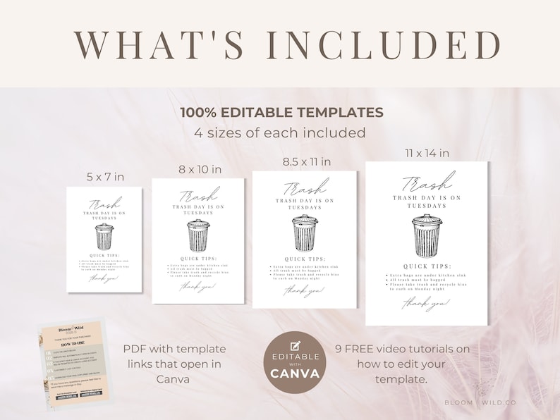 Airbnb Trash Sign, Garbage Day Poster, House Rules Canva Flyer, Airbnb ...