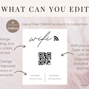 Wifi Qr Code for Airbnb, Wifi QR Code Editable Canva Template, Wifi ...