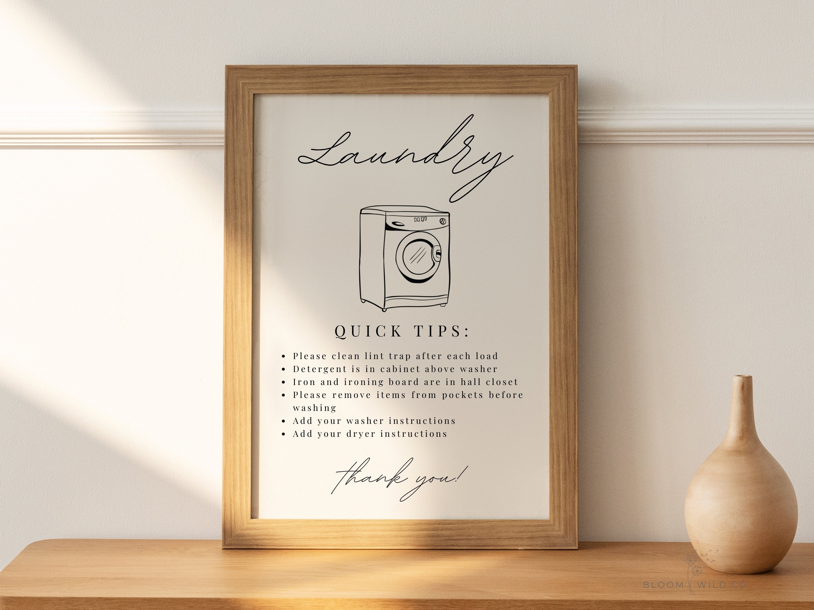 Laundry Sign Airbnb, Laundry Sign Instructions, Laundry Room Signs ...