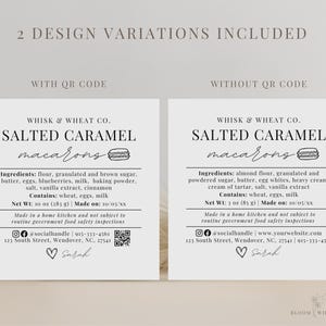 Macaron Bakery Label Template, Macarons Ingredients List, Cottage Food ...