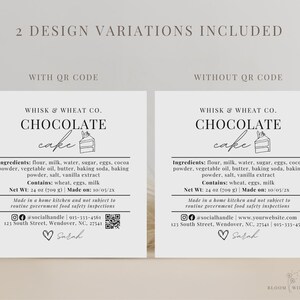 Cottage Law Label Cake, Cake Labels Ingredients, Food Label Desserts ...