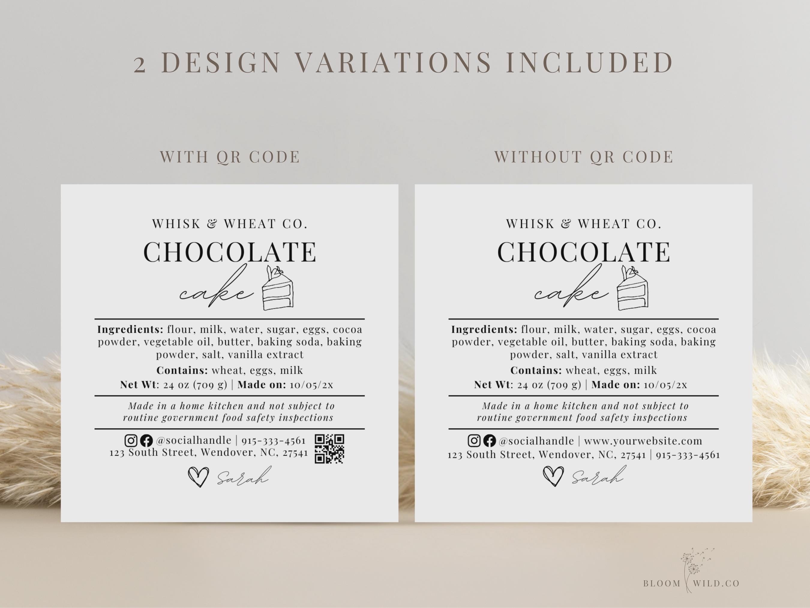 Cottage Law Label Cake, Cake Labels Ingredients, Food Label Desserts ...