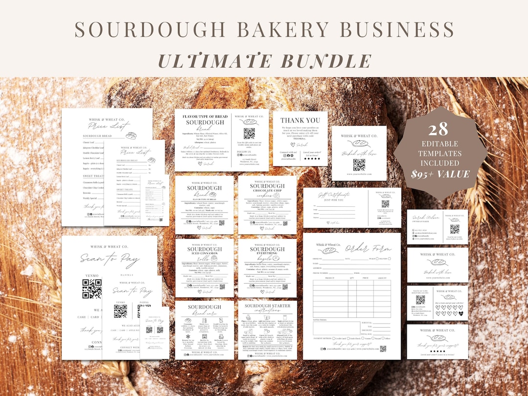 Home Bakery Business Bundle, Bakery Business Bundle Canva, Sourdough ...